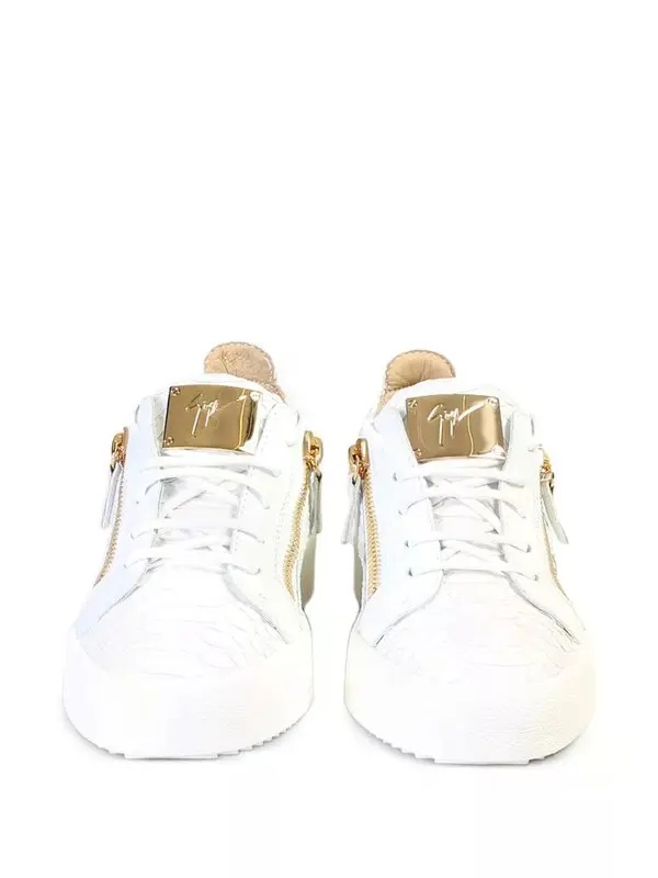GIUSEPPE ZANOTTI Nicki Snake-effect Leather Lace-up Sneakers - Black