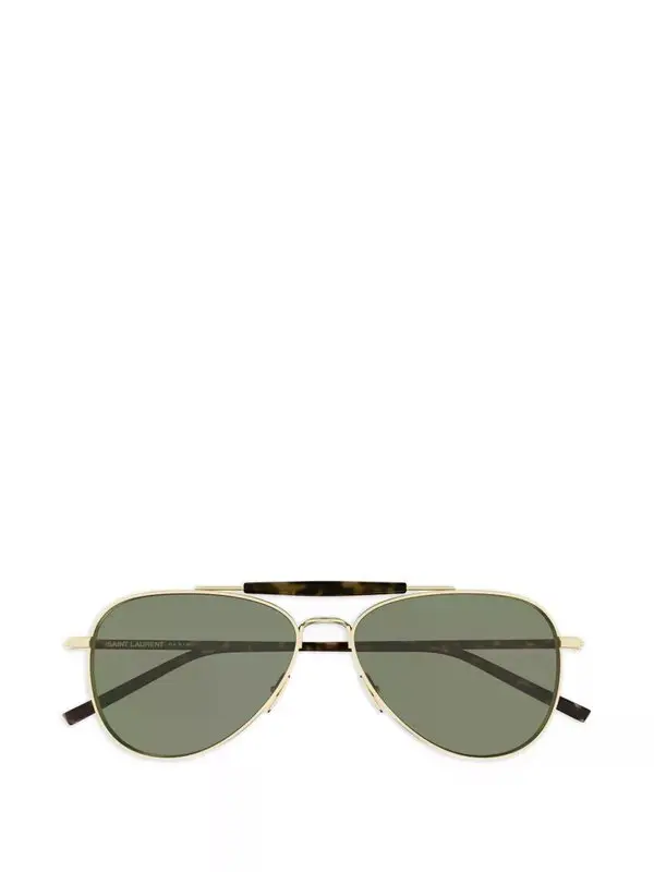 Saint Laurent Double-bridge Aviator Sunglasses - Gold