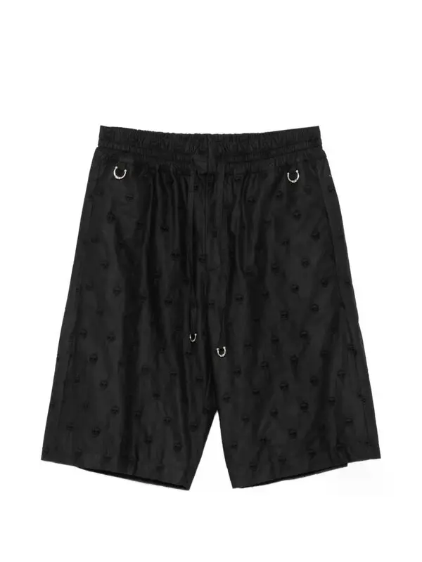 John Richmond Skull-embroidered Drawstring Shorts - Black