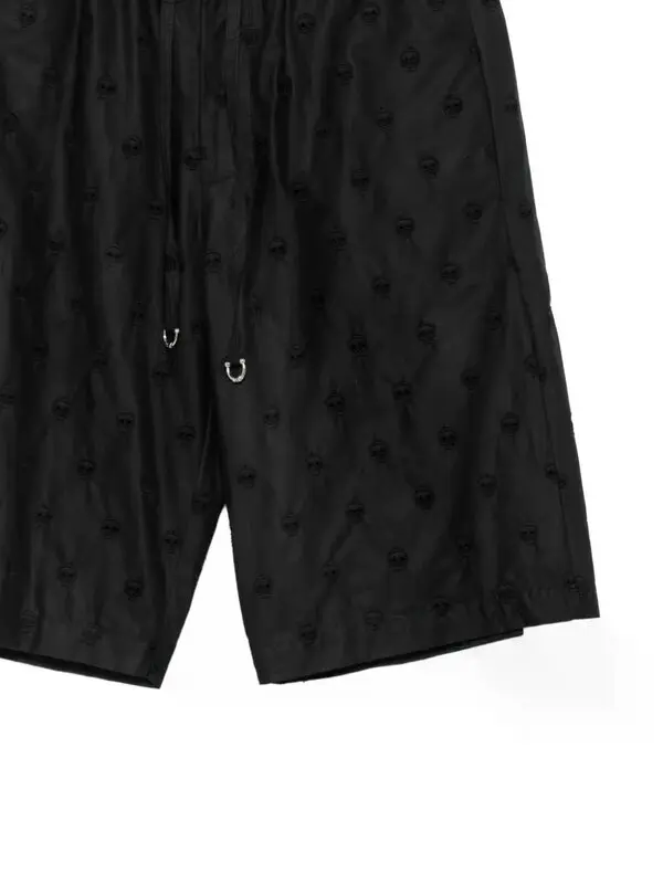 John Richmond Skull-embroidered Drawstring Shorts