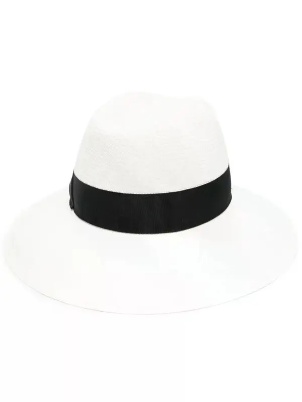 Borsalino Straw Hat With Ribbon Trim - Neutrals