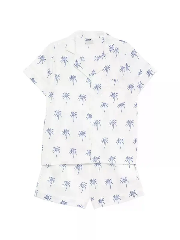 ELLEBLEU Palm-print Short-sleeve Shorts Set - White