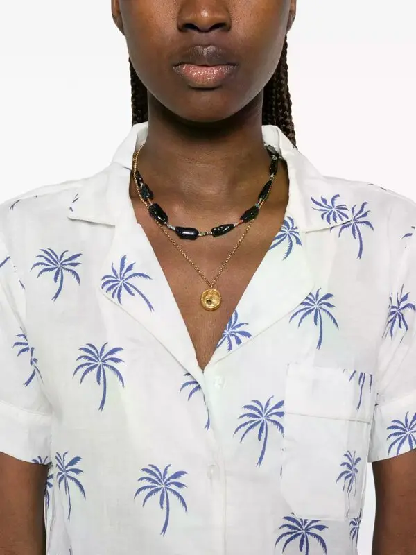 ELLEBLEU Palm-print Short-sleeve Shorts Set