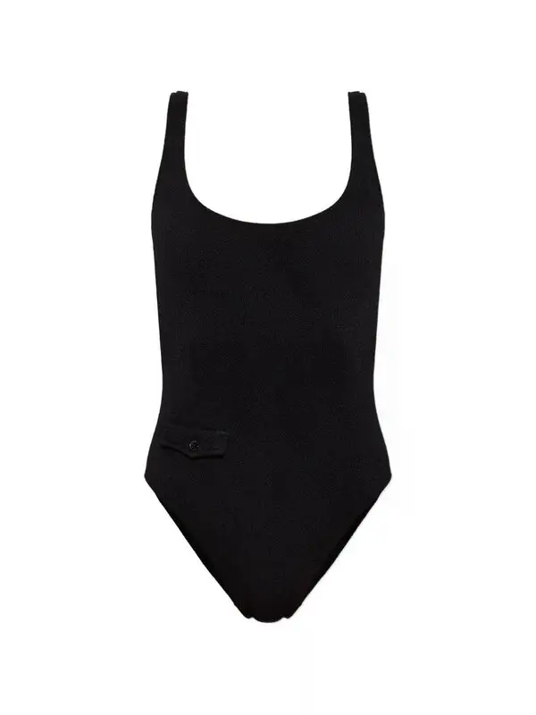 MAISON MARGIELA Button Detail Textured Swimsuit - Black