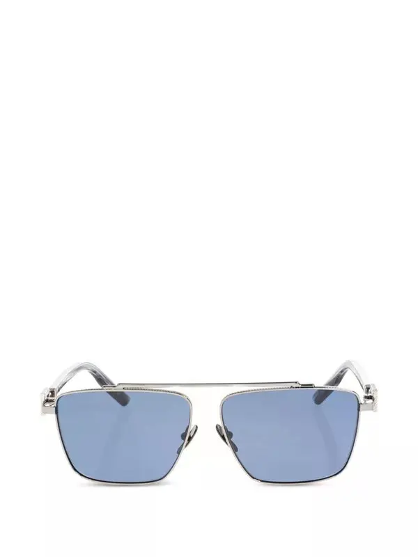 Dolce & Gabbana Square Frame Sunglasses With Logo Plaque - Silver