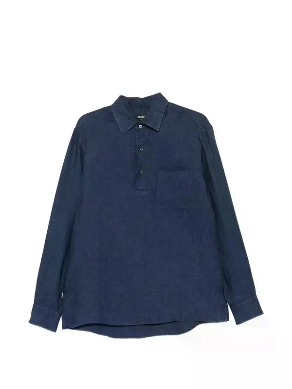 Zegna Button-up Chest-pocket Polo Shirt - Blue
