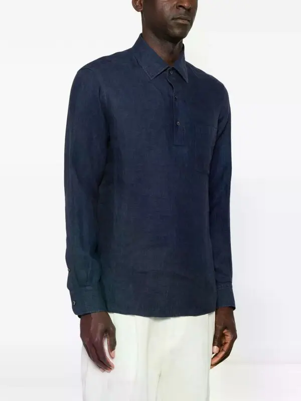 Zegna Button-up Chest-pocket Polo Shirt - Blue