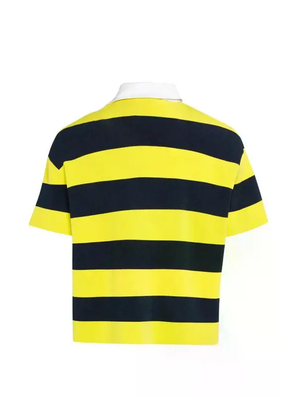 A.W.A.K.E. Mode Striped Knit Polo Top - Yellow
