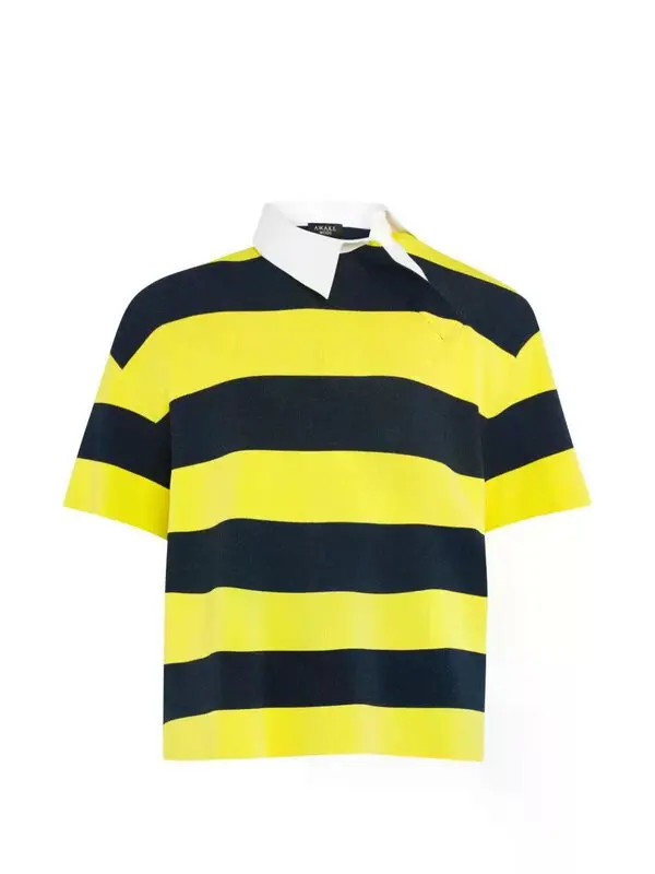 A.W.A.K.E. Mode Striped Knit Polo Top - Yellow