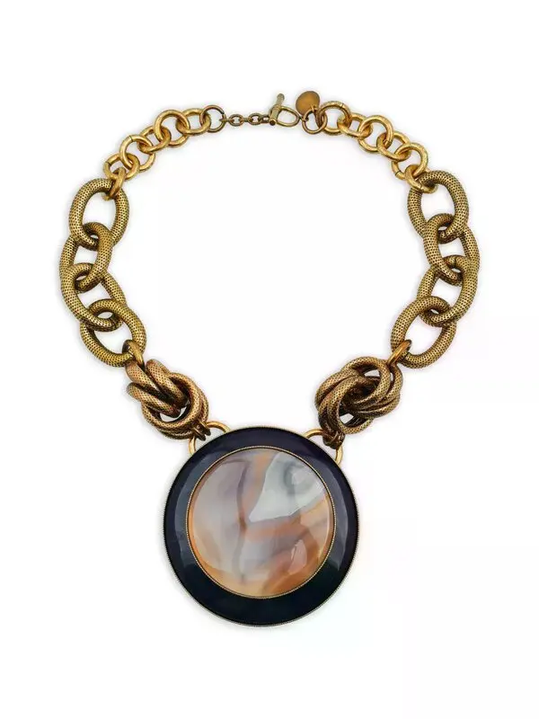 ANTON HEUNIS Agate Pendant Chunky Chain Necklace - Gold