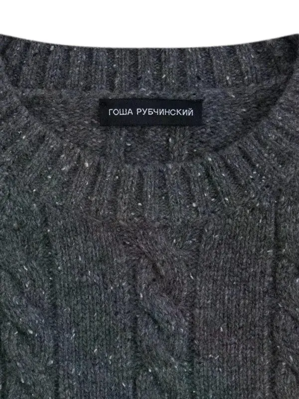 Gosha Rubchinskiy Cable-knit Flecked Wool Sweater - Grey