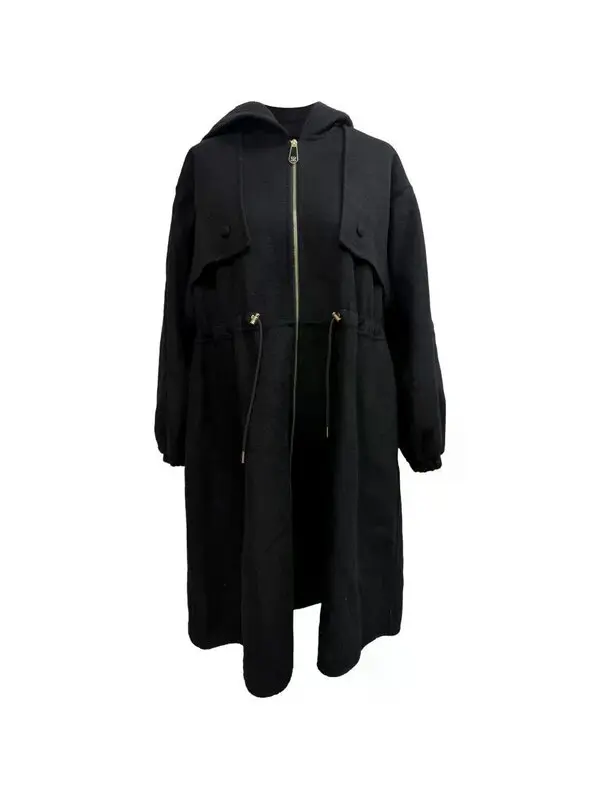 Sandro Zip-up Hooded Coat With Drawstring Waist