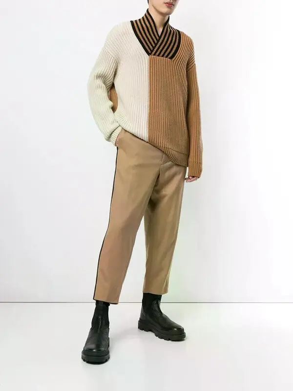PORTS V Colour-block Panelled Sweater