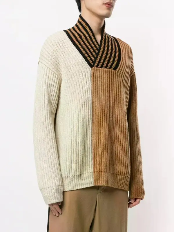 PORTS V Colour-block Panelled Sweater