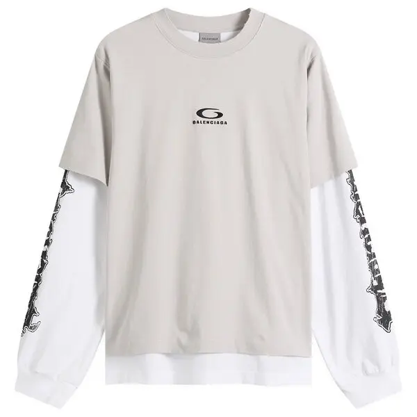Balenciaga Metal Merch Double T-shirt - Light Grey/white