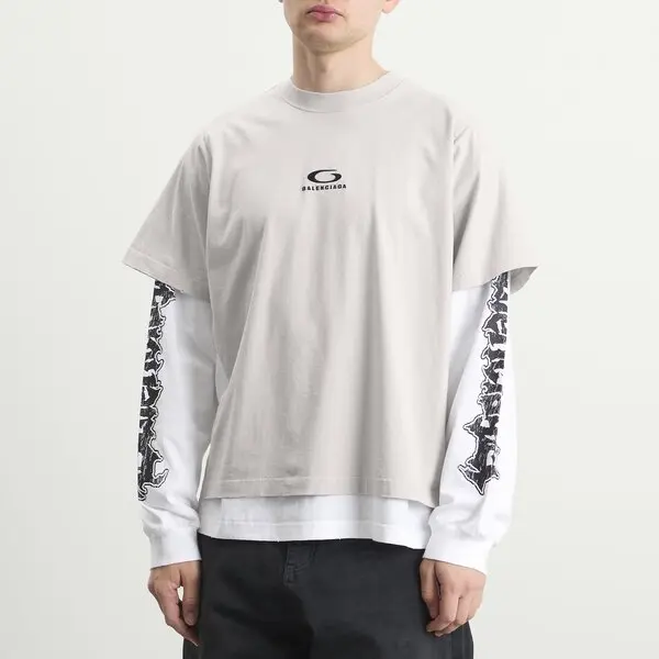 Balenciaga Metal Merch Double T-shirt - Light Grey/white