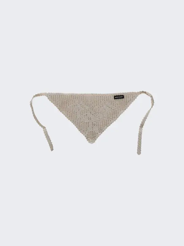 Miu Miu Crochet Cotton Triangle Scarf Chalk White - Ivory