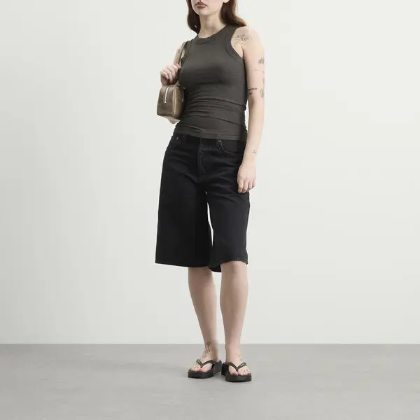 AGOLDE Leigh Ribbed Tank Top - Charcoal Heather