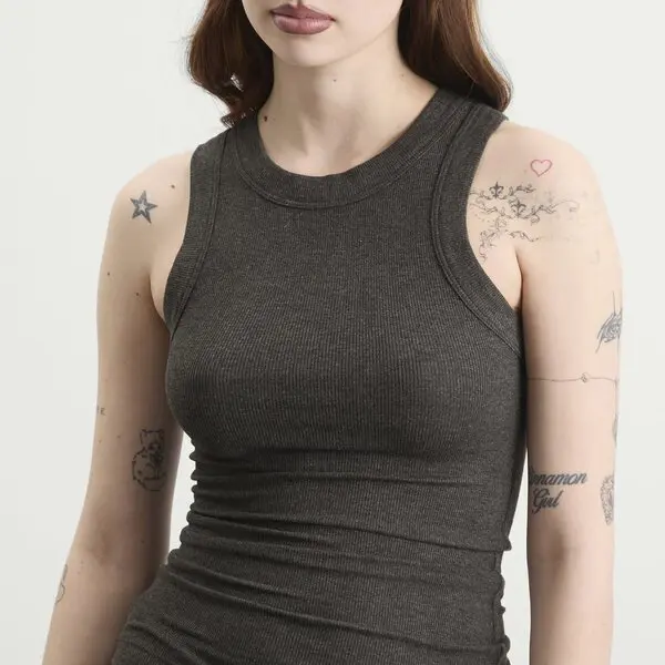 AGOLDE Leigh Ribbed Tank Top - Charcoal Heather