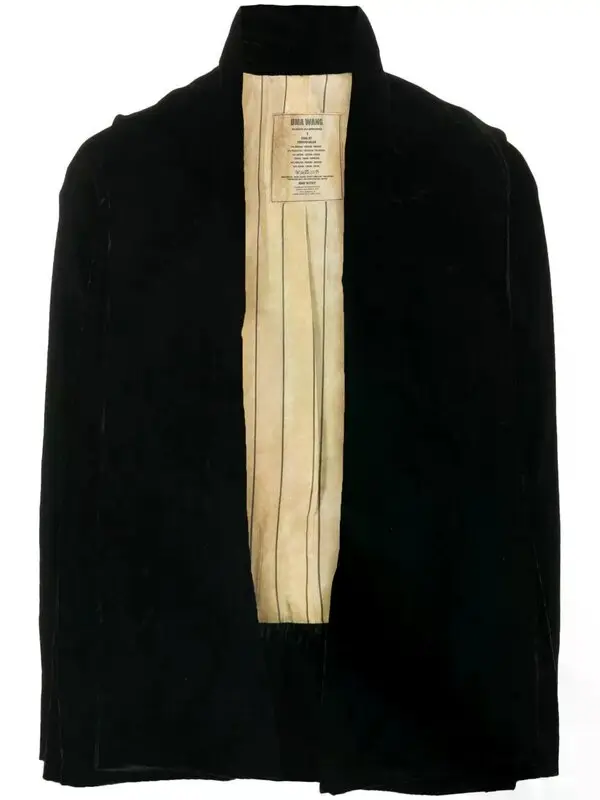 UMA WANG Velvet-effect Open-front Jacket - Black