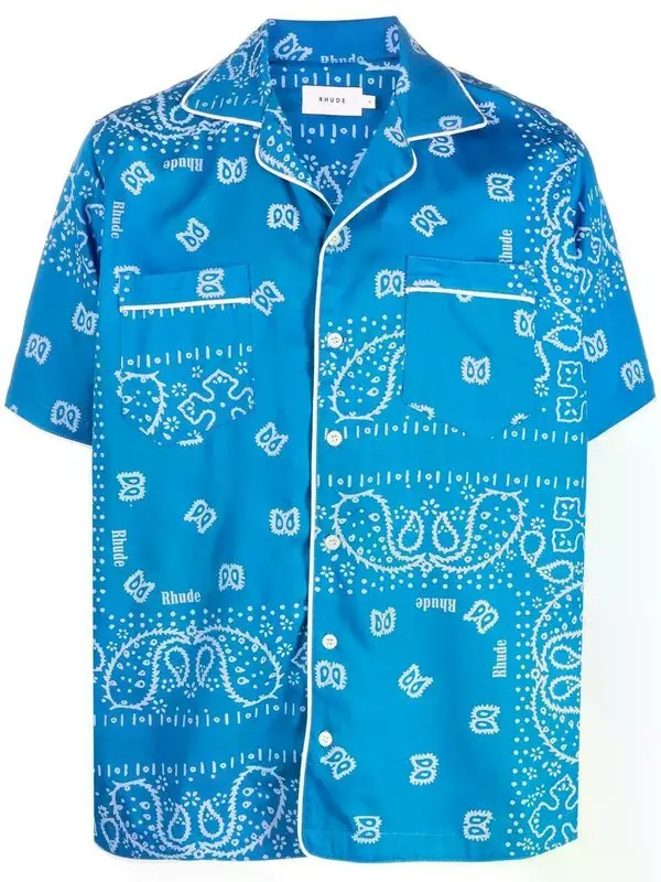Rhude Bandana-print Short-sleeved Shirt - Blue