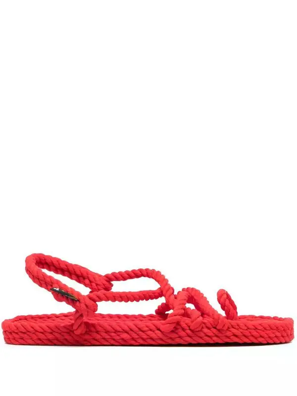 NOMADIC STATE OF MIND Twisted Raffia Sandals - Red