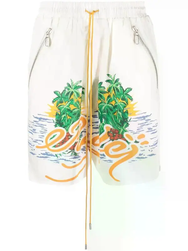 Rhude Graphic-print Drawstring Shorts - White