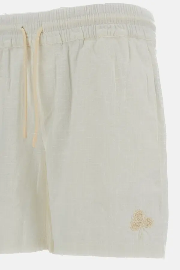Portuguese Flannel Trousers With Natural Ramie Embroidery