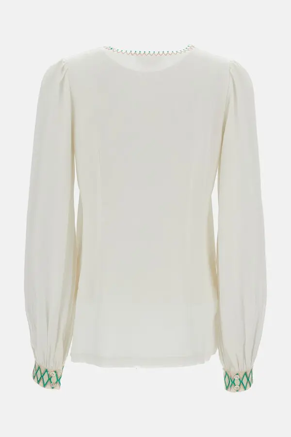 EMPORIO SIRENUSE Embroidered Silk Blouse - Rosso