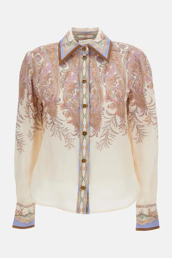 Zimmermann Alchemy Paisley Shirt Bodysuit - Beige