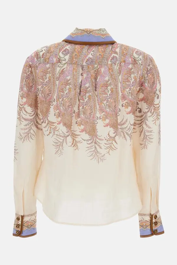 Zimmermann Alchemy Paisley Shirt Bodysuit - Beige