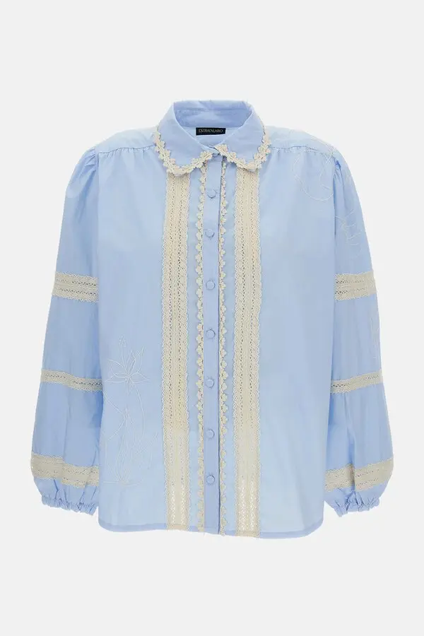 ESTRAFALARIO Embroidered Long-sleeve Shirt - Sky Blue