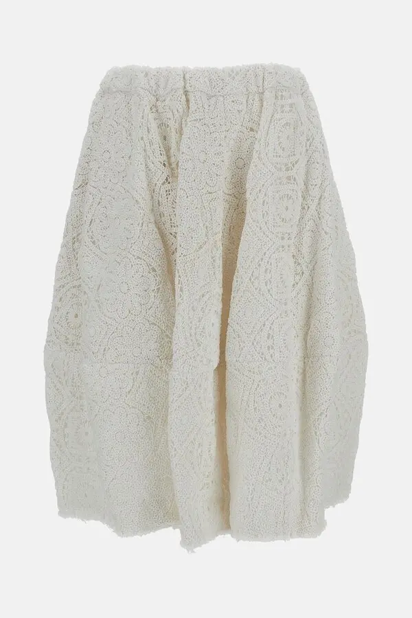 Comme Des Garçons Embroidered Midi Skirt - White
