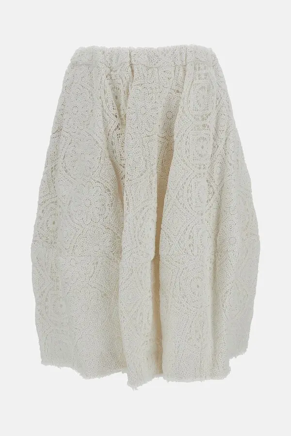 Comme Des Garçons Embroidered Midi Skirt - White
