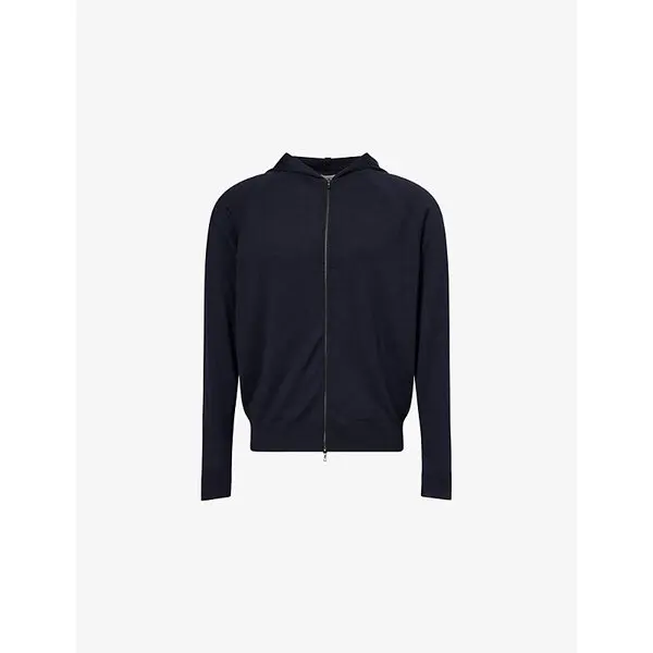 John Smedley Carty Merino Wool Zip-up Hoodie - Midnight