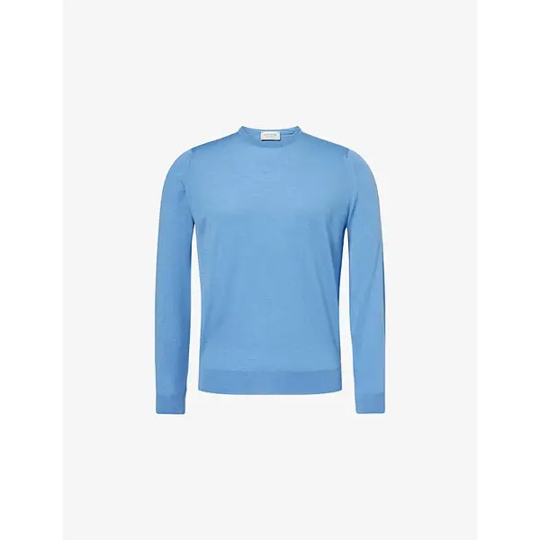 John Smedley Lundy Crewneck Merino Wool Jumper - Chambray Blue