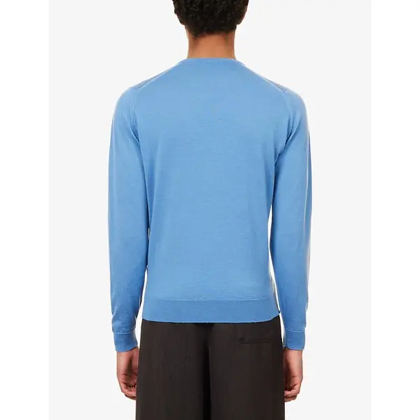 John Smedley Lundy Crewneck Merino Wool Jumper - Chambray Blue