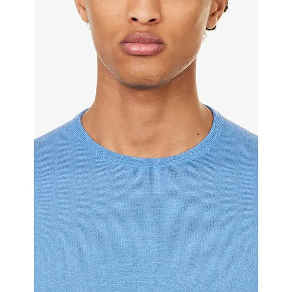 John Smedley Lundy Crewneck Merino Wool Jumper - Chambray Blue