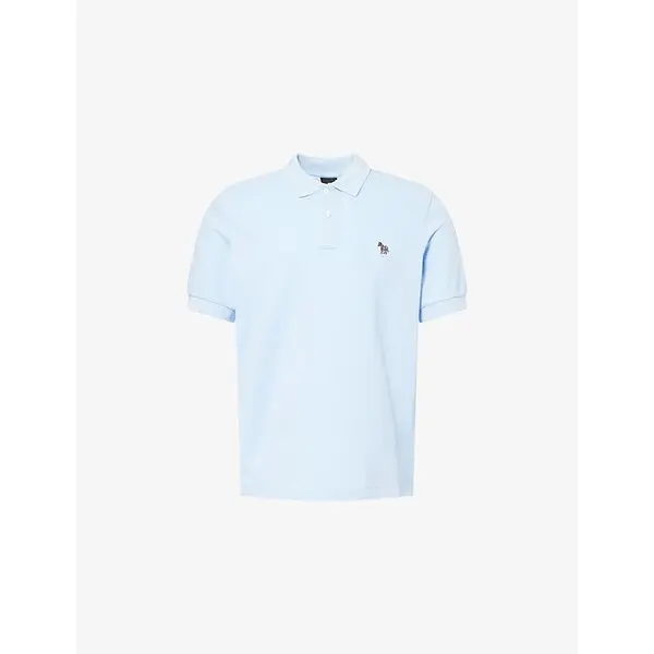 Paul Smith Zebra-embroidered Cotton-pique Polo Shirt - Light Blue