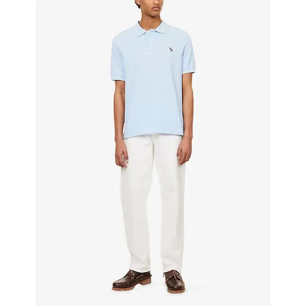 Paul Smith Zebra-embroidered Cotton-pique Polo Shirt - Light Blue