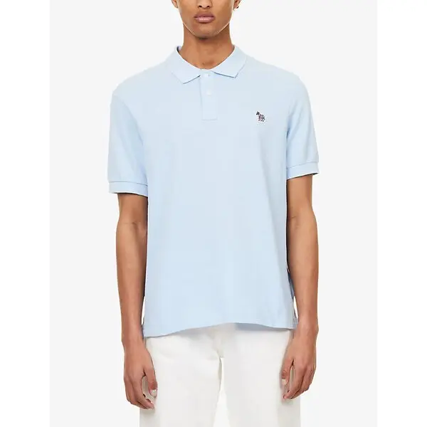 Paul Smith Zebra-embroidered Cotton-pique Polo Shirt - Light Blue