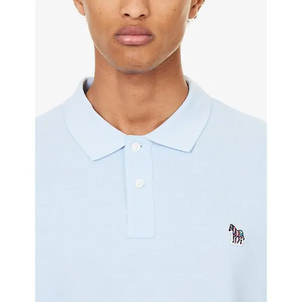 Paul Smith Zebra-embroidered Cotton-pique Polo Shirt - Light Blue
