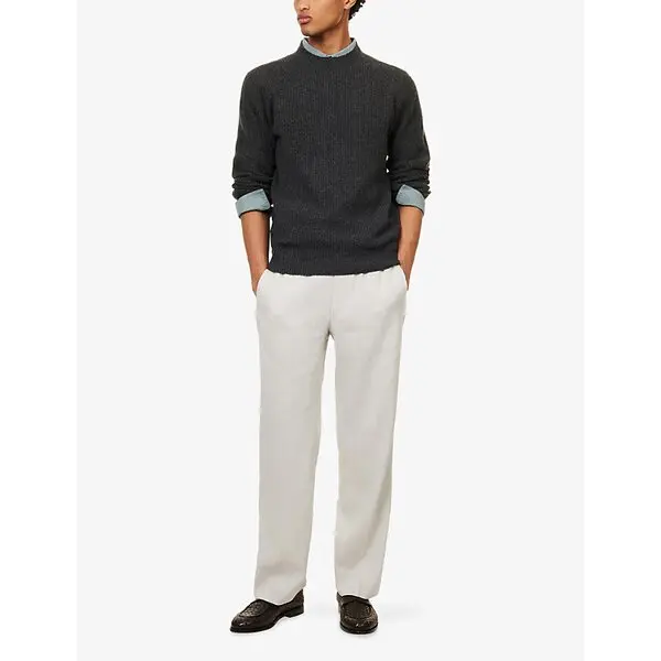 John Smedley Oxnard Crewneck Cashmere And Wool-blend Jumper - Dark Ash