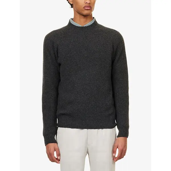 John Smedley Oxnard Crewneck Cashmere And Wool-blend Jumper - Dark Ash