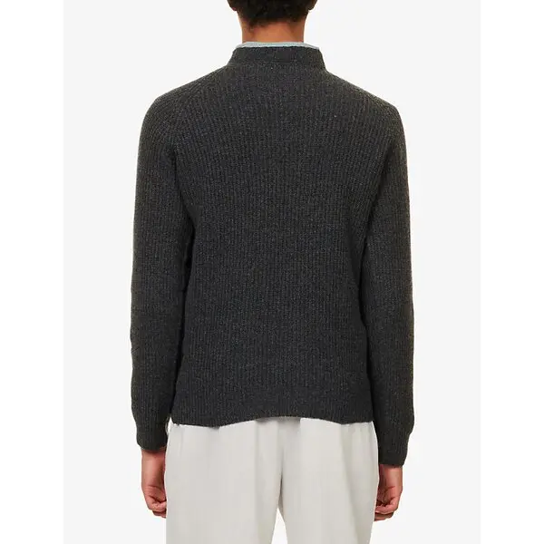 John Smedley Oxnard Crewneck Cashmere And Wool-blend Jumper - Dark Ash