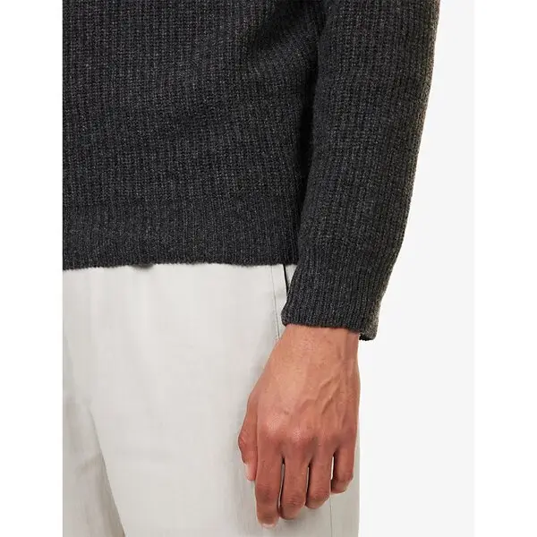 John Smedley Oxnard Crewneck Cashmere And Wool-blend Jumper - Dark Ash