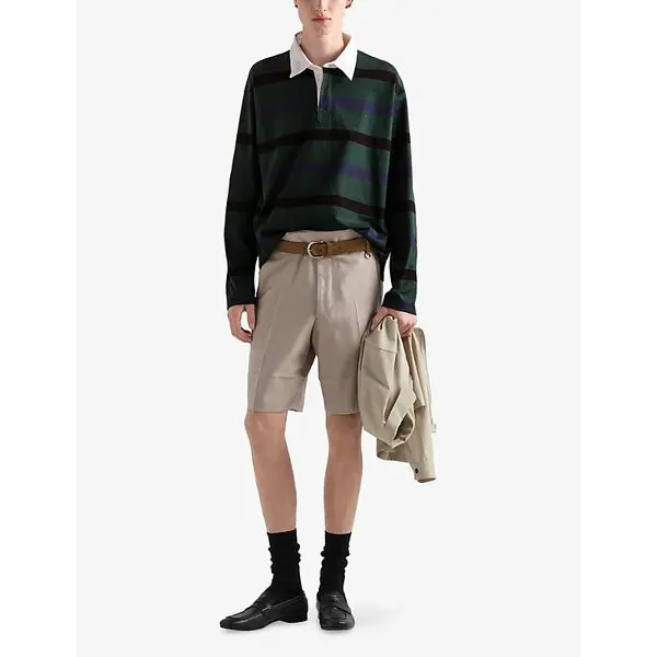 Prada Long-sleeve Cotton Polo Shirt