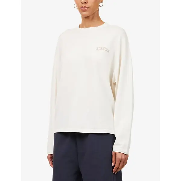 ADANOLA Varsity Knit Roll Hem Sweatshirt