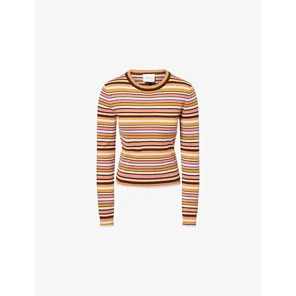 REFORMATION Striped Cashmere Crew Neck Jumper