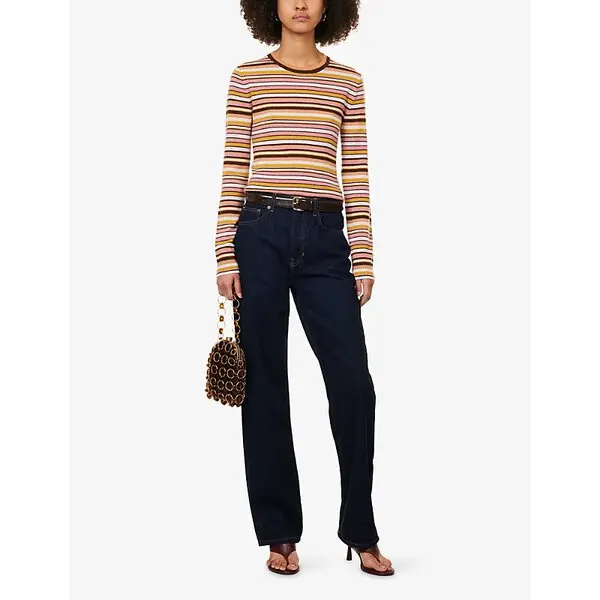 REFORMATION Striped Cashmere Crew Neck Jumper